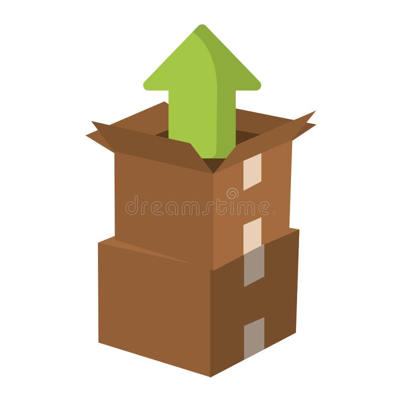 Cardboard Boxes Open with Arrow Up Stock Vector - Illustration of cloud ...