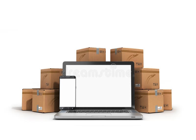 Cardboard Boxes Package Parcels and Laptop - Logistic, Cargo, De Stock ...