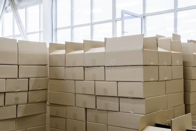 Cardboard Boxes in the Packaging Workshop Stock Photo - Image of ...