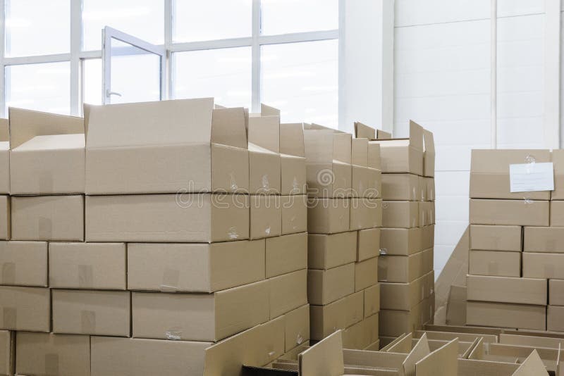 Cardboard Boxes in the Packaging Workshop Stock Image - Image of trade ...