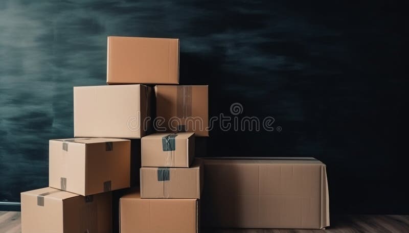 Cardboard Boxes with Packed Items in an Empty Room, Moving Concept, AI ...