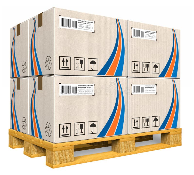Cardboard Boxes on Shipping Pallets Stock Illustration - Illustration ...