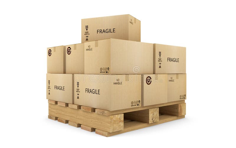 Cardboard Boxes on a Pallet Stock Image - Image of packing, moving ...