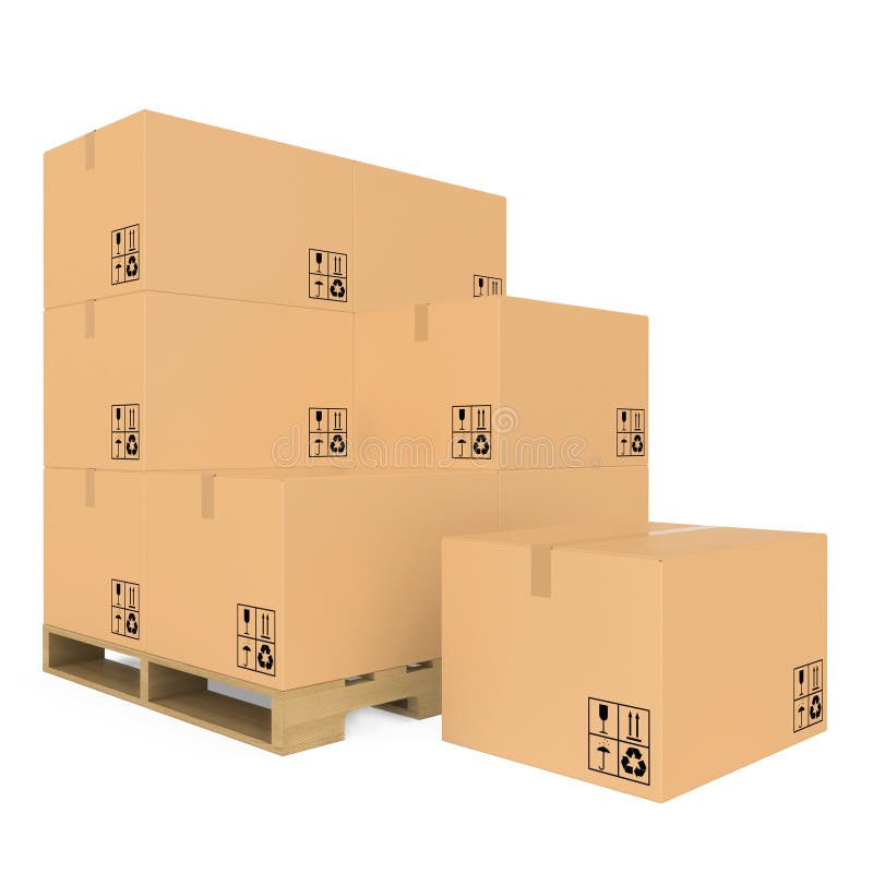 Cardboard boxes on pallet stock photo. Image of isolated - 37781506