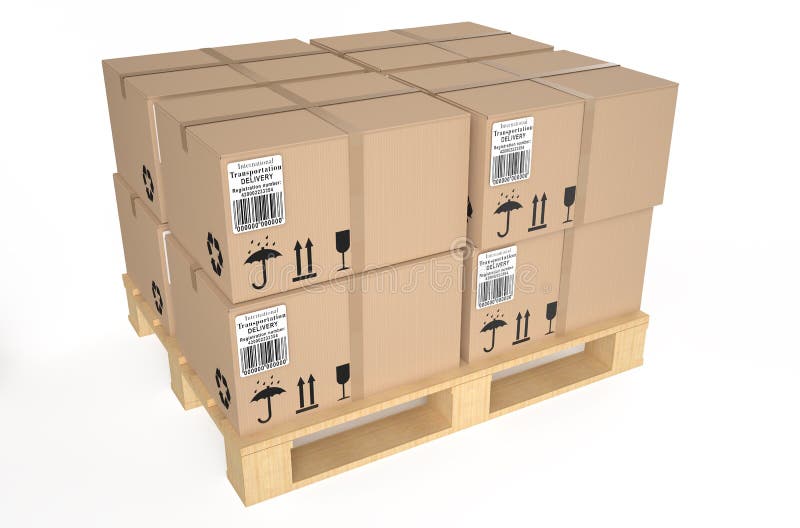 Cardboard boxes on pallet stock illustration. Illustration of packing ...