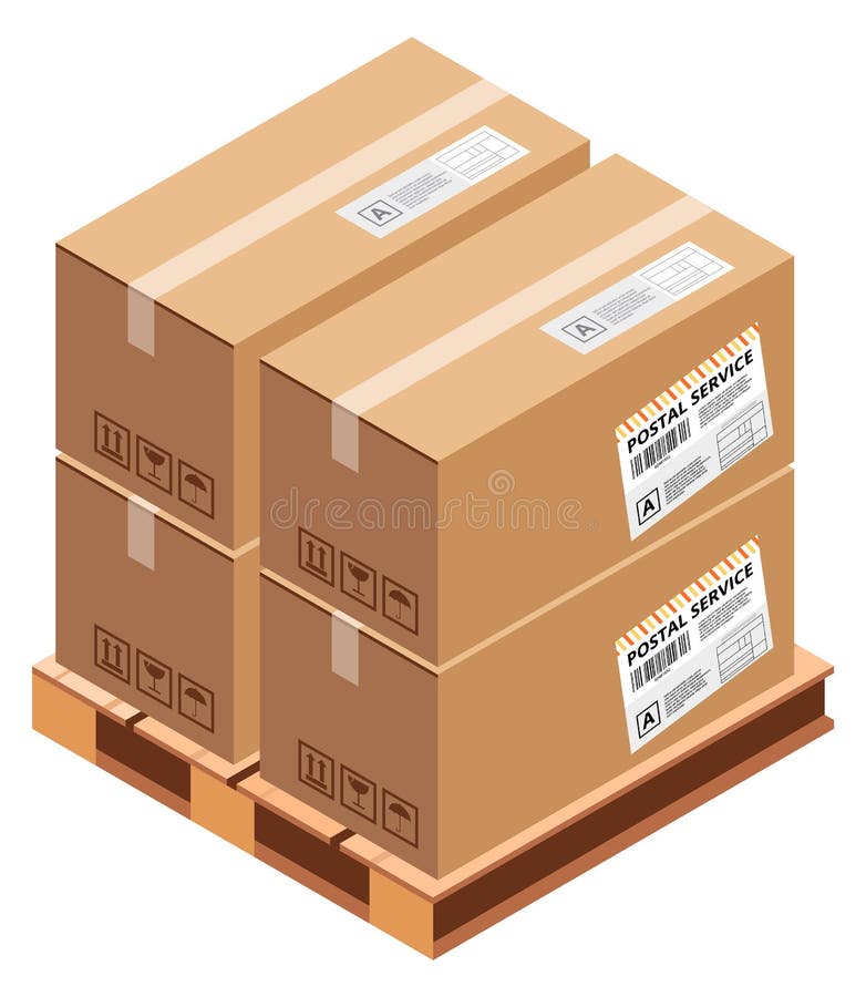 Cardboard Boxes Pallet. Isometric Warehouse Shipping Storage Stock ...