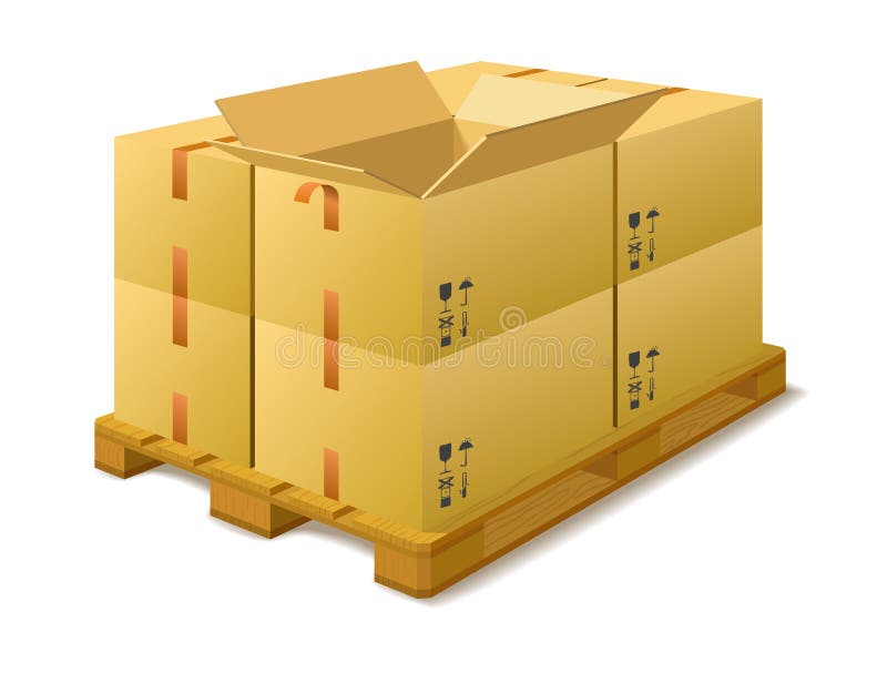 Cardboard boxes on pallet stock illustration. Illustration of pack ...