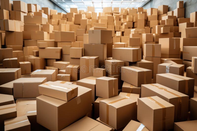 Cardboard Boxes. Parcels in Industrial Building. Courier Boxes of ...