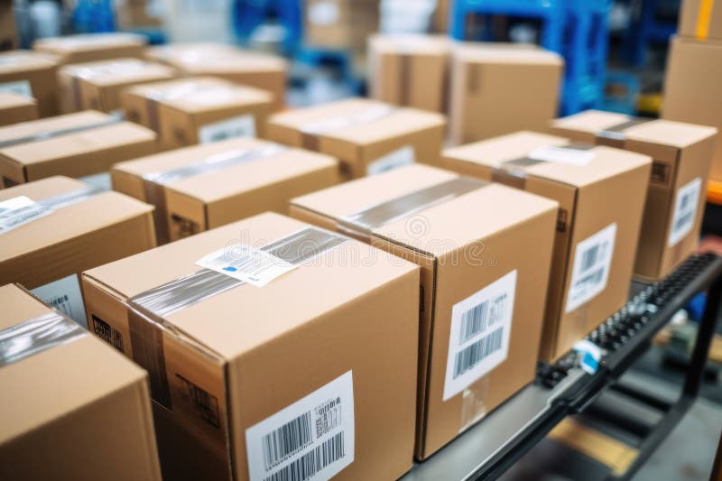 Cardboard Boxes with Parcels from Online Stores at the Post Office ...