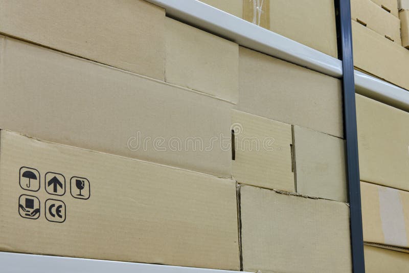Cardboard Boxes at the Post Office Close-up, Quarantined Due To ...