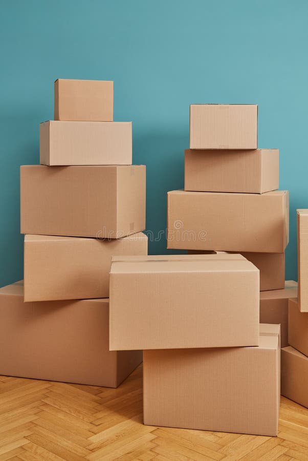 Pile of cardboard boxes stock photo. Image of transportation - 210762694
