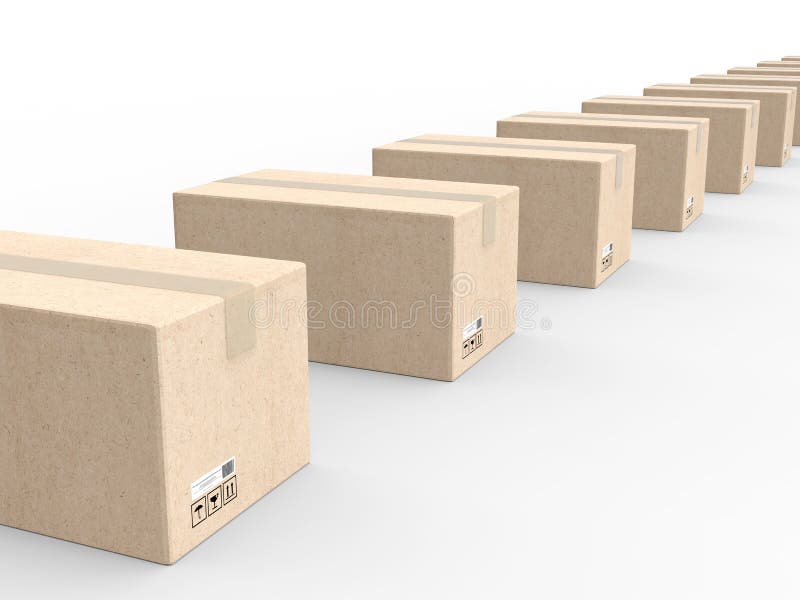 Cardboard boxes in a row stock photo. Image of storage - 82000756