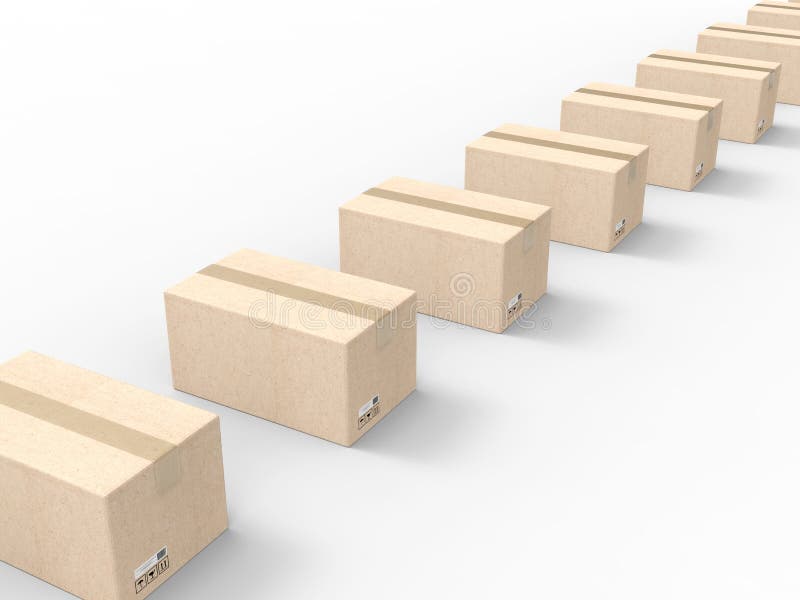 Cardboard boxes in a row stock image. Image of carton - 82001131