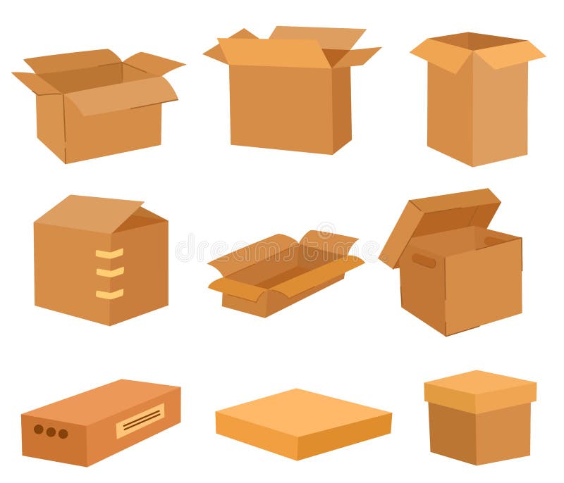 Cardboard Boxes Set. Delivery and Packaging. Transport, Delivery. Hand ...