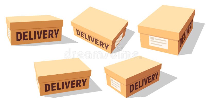 Cardboard Boxes Set for Delivery and Storage. Isolated Carton Crates ...