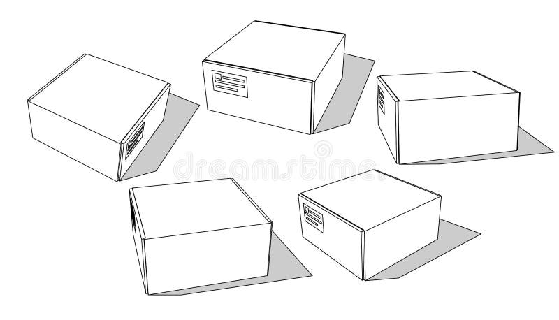 Cardboard Boxes Set for Delivery and Storage. Isolated Carton Crates ...