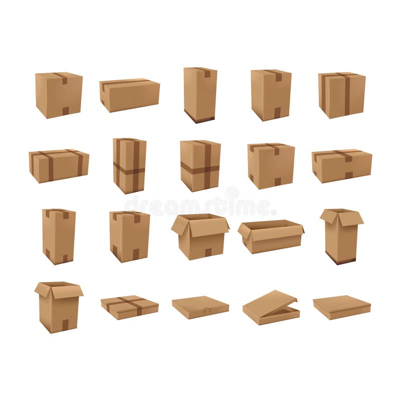 Cardboard Boxes Set. Vector Illustration Decorative Design Stock Vector ...