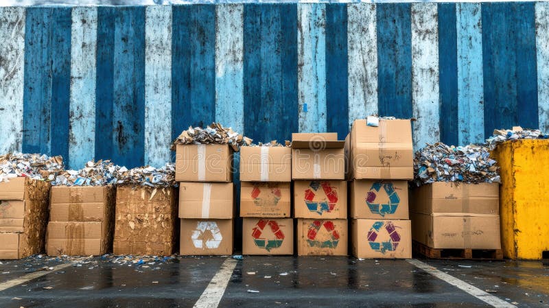 Recycling Center Processing Waste Cardboard for Ecological ...