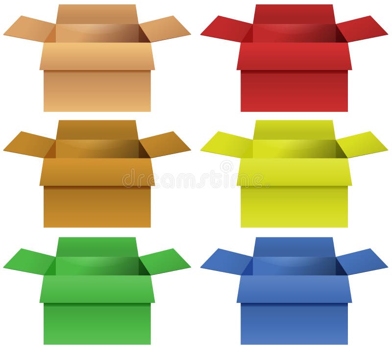 Cardboard Boxes in Six Colors Stock Vector - Illustration of children ...