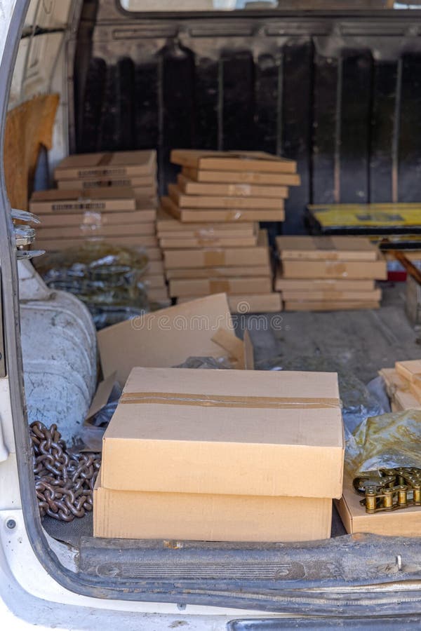 Boxes in Van stock photo. Image of vehicle, 2021, delivery - 230499424