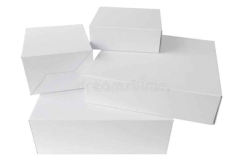 Cardboard Boxes, Stack of Closed White Boxes Stock Image - Image of ...