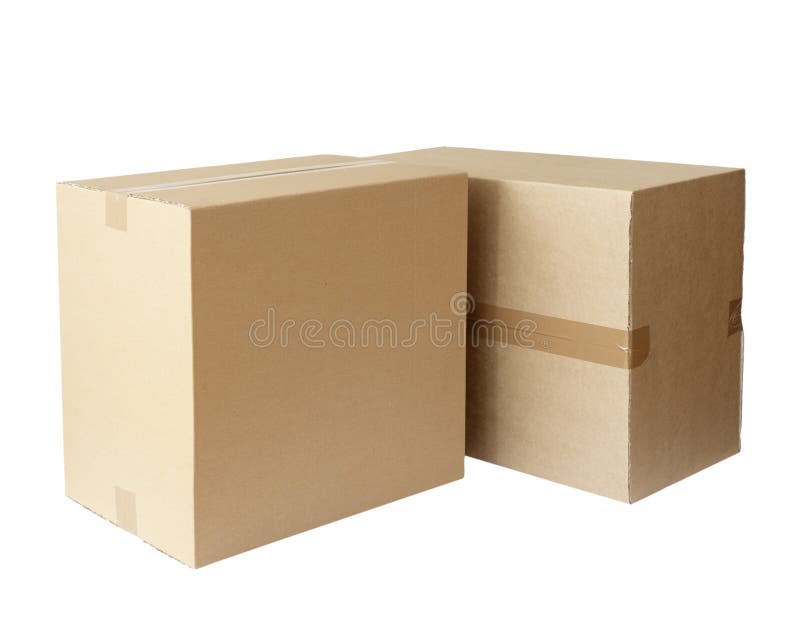Closed Cardboard Box Taped Up Stock Photo - Image of cardboard ...