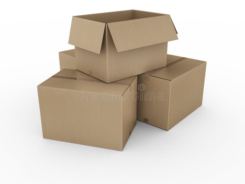 Open Empty Cardboard Box 3d Illustration Stock Illustration ...