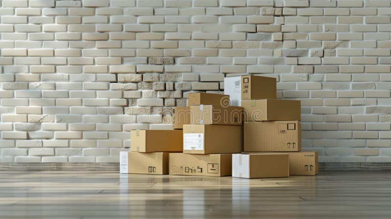 The Stacked Cardboard Boxes.AI Generated Image Stock Image - Image of ...