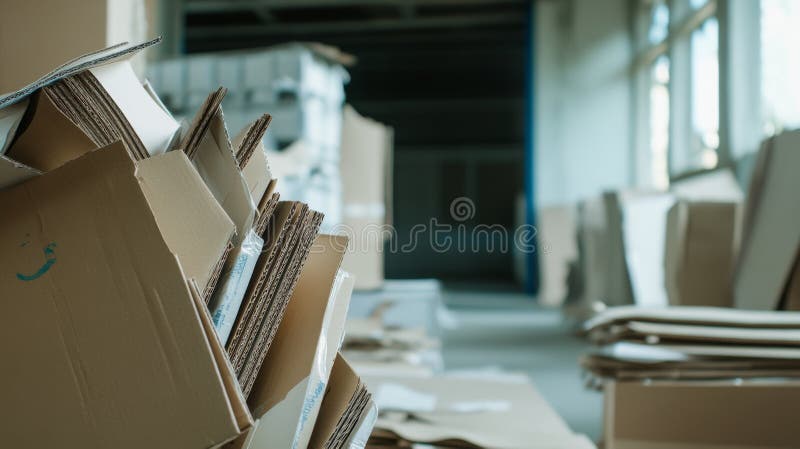 Cardboard Boxes Stacked in a Large Warehouse during Daytime, Showcasing ...