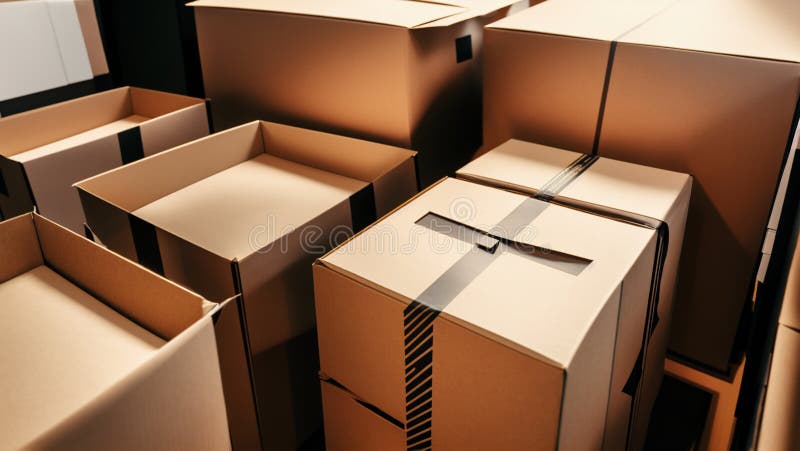 Cardboard Boxes for Stacked Packing, for Moving and Logistics Transport ...