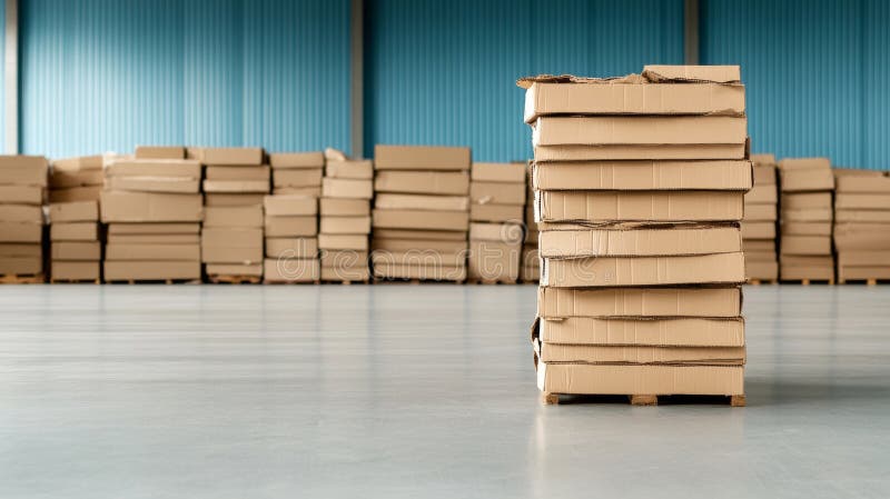 Cardboard Boxes Stacked on Pallets in a Warehouse Storage Area, Ready ...