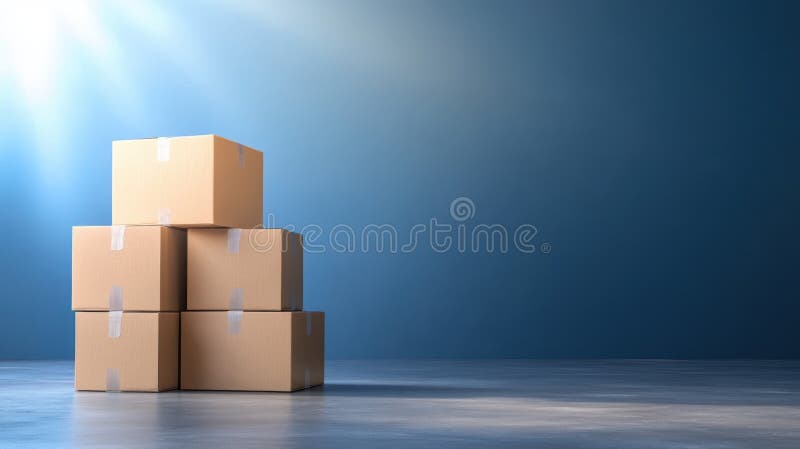 Cardboard Boxes Stacked in Sunlit Room, Creating Serene Atmosphere ...