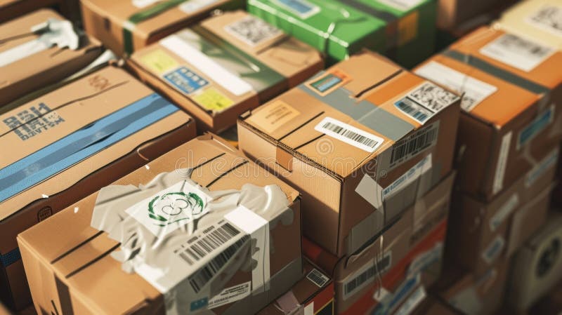 Cardboard Boxes Stacked in Warehouse Logistics Operation Stock Image ...