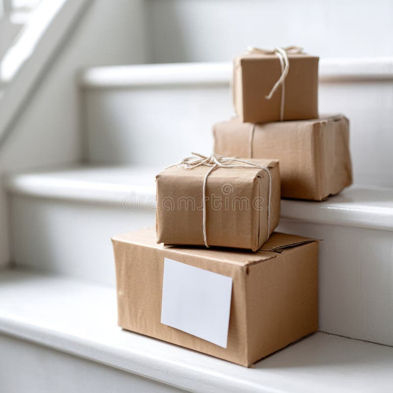 Stack Cardboard Boxes White Stairs Stock Photos - Free & Royalty-Free ...