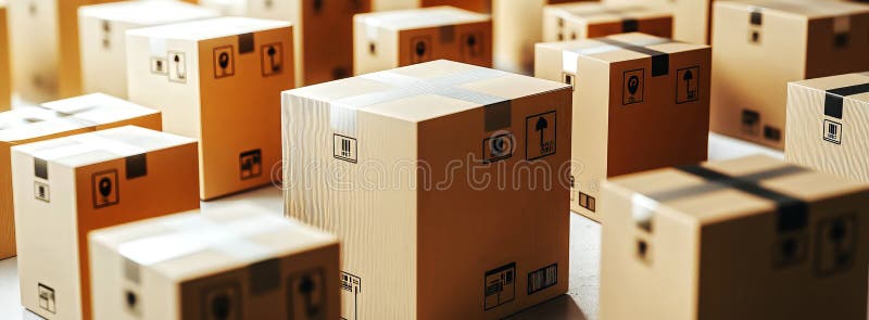 Cardboard Boxes Stand Ready for Shipping in Warehouse Inventory ...