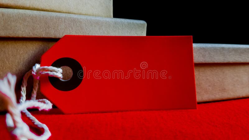 Cardboard Boxes with a Tag. Brown Packing Box with Blank Label and Copy ...