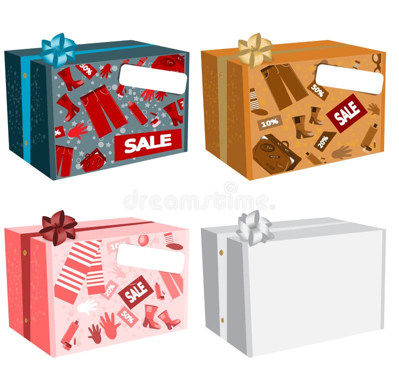 Cardboard boxes with text stock vector. Illustration of clothing - 21725479