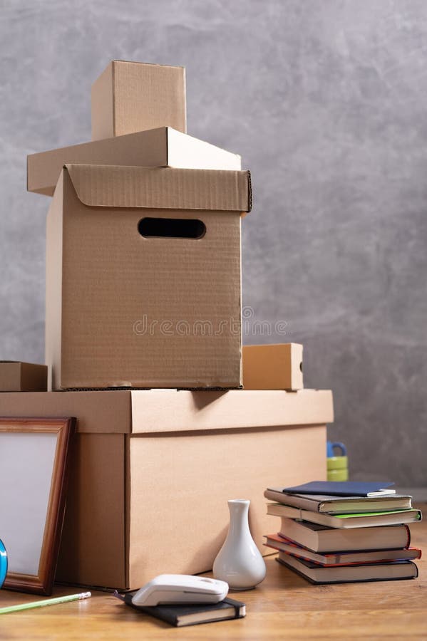 Cardboard Boxes and Things for Moving To New Home. Stack of Cardboard ...
