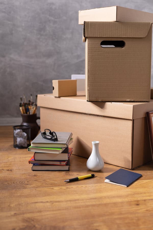 Cardboard Boxes and Things for Moving To New Home. Stack of Cardboard ...