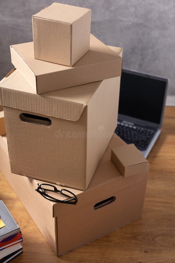 Cardboard Boxes and Things for Moving To New Home. Stack of Cardboard ...