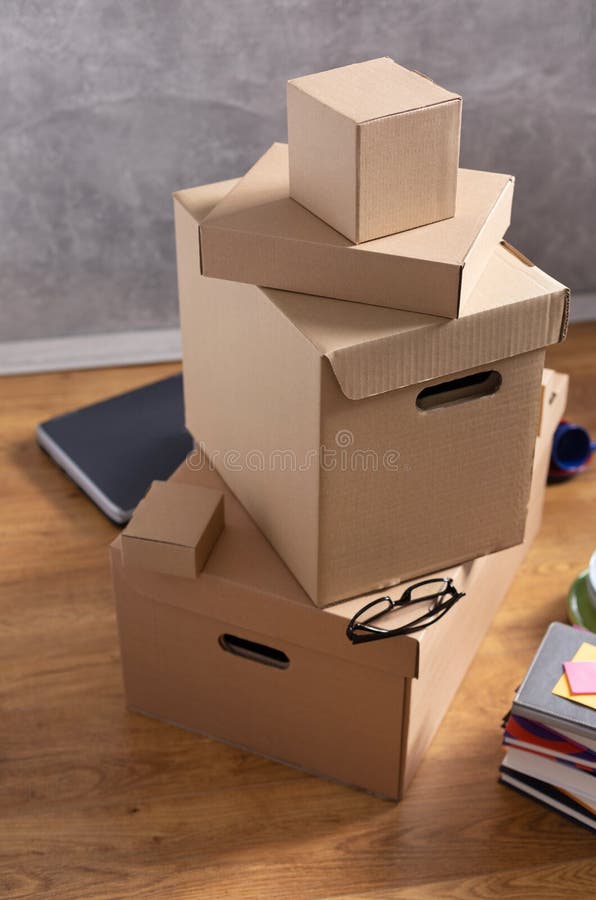 Cardboard Boxes and Things for Moving To New Home. Stack of Cardboard ...