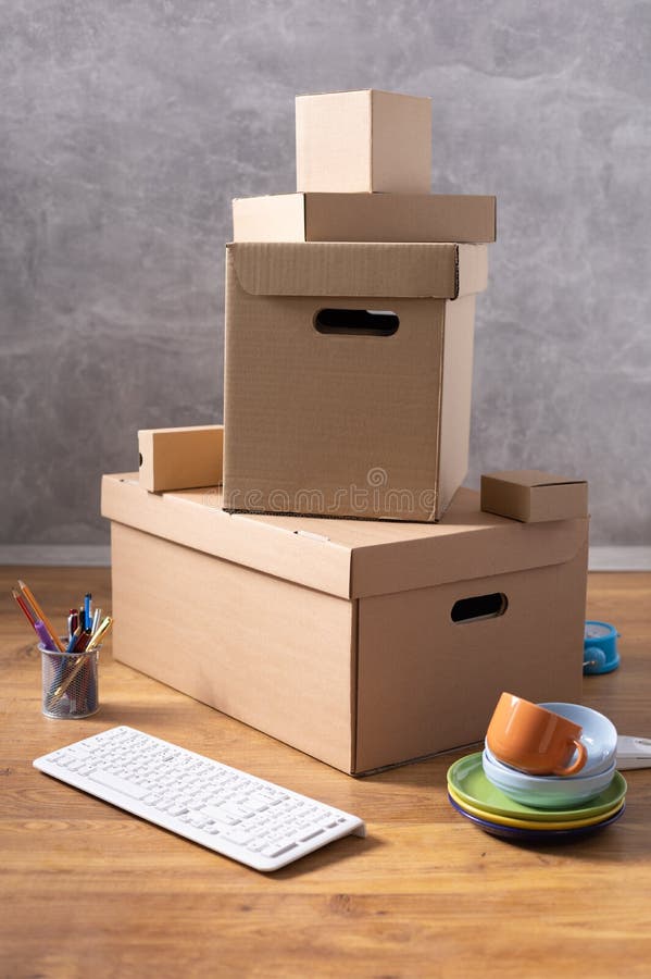 Cardboard Boxes and Things for Moving To New Home. Stack of Cardboard ...