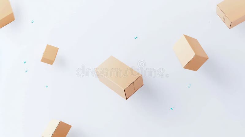Cardboard Box Floating in the Air with Simple Plain Background ...
