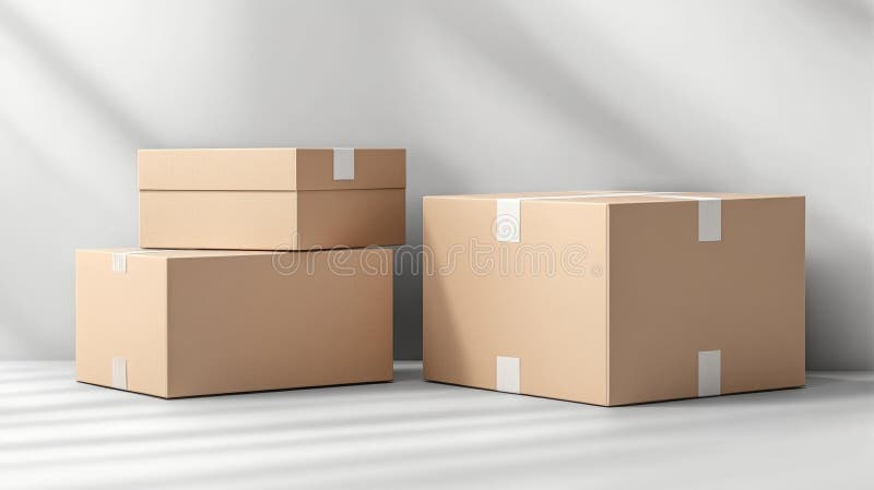 Cardboard Boxes of Various Sizes Generative AI Stock Illustration ...