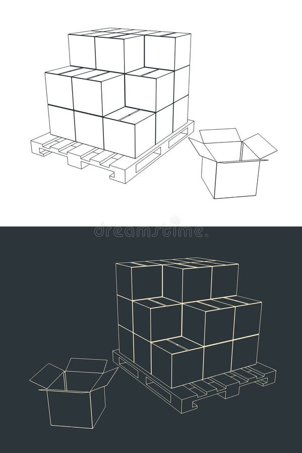 Cardboard Boxes on a Wooden Pallet Illustrations Stock Illustration ...