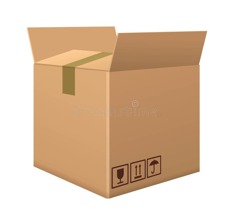 Cardboard brown box stock vector. Illustration of delivery - 255999876