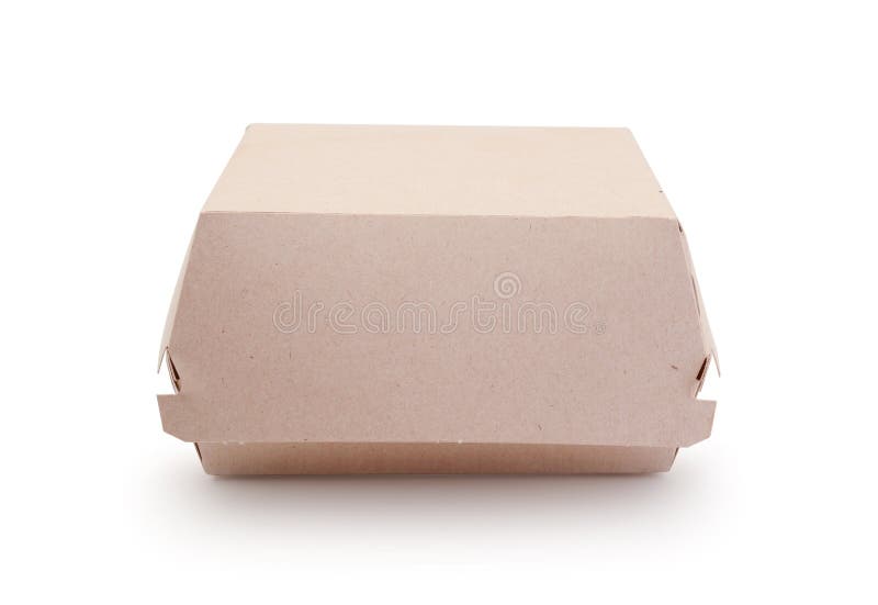 Cardboard Burger Box Isolated on White Stock Photo - Image of takeaway ...