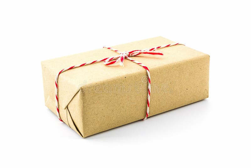 Cardboard Carton Wrapped With Brown Paper And Tied With String Stock ...