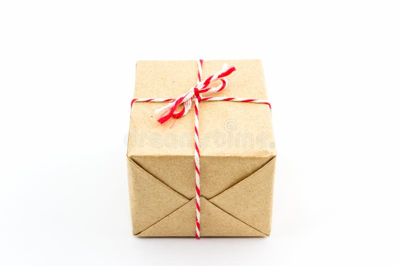 Cardboard Carton Wrapped with Brown Paper, Tied with String. Stock ...