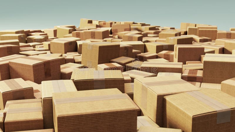 Cardboard Chaos: a Textured Landscape of Boxes on a Light Canvas Stock ...